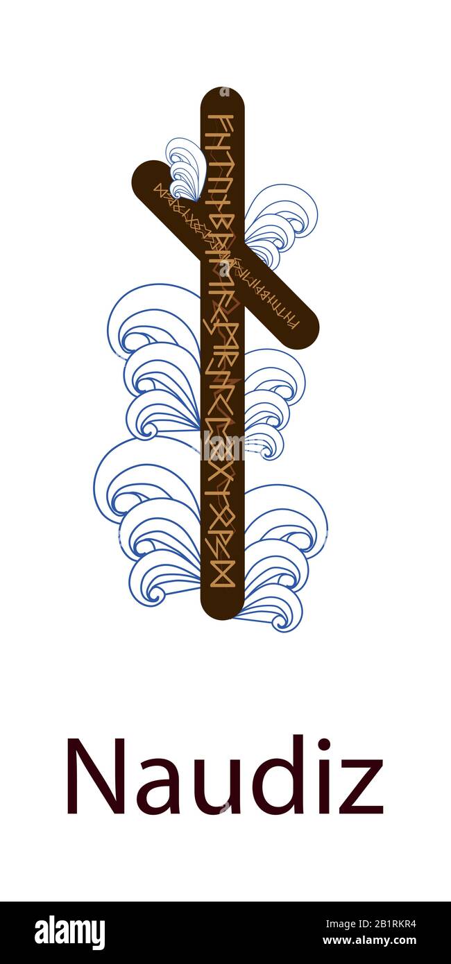 Rune Naudiz.Vertical projection. Scandinavian. Rune elements of Air ...