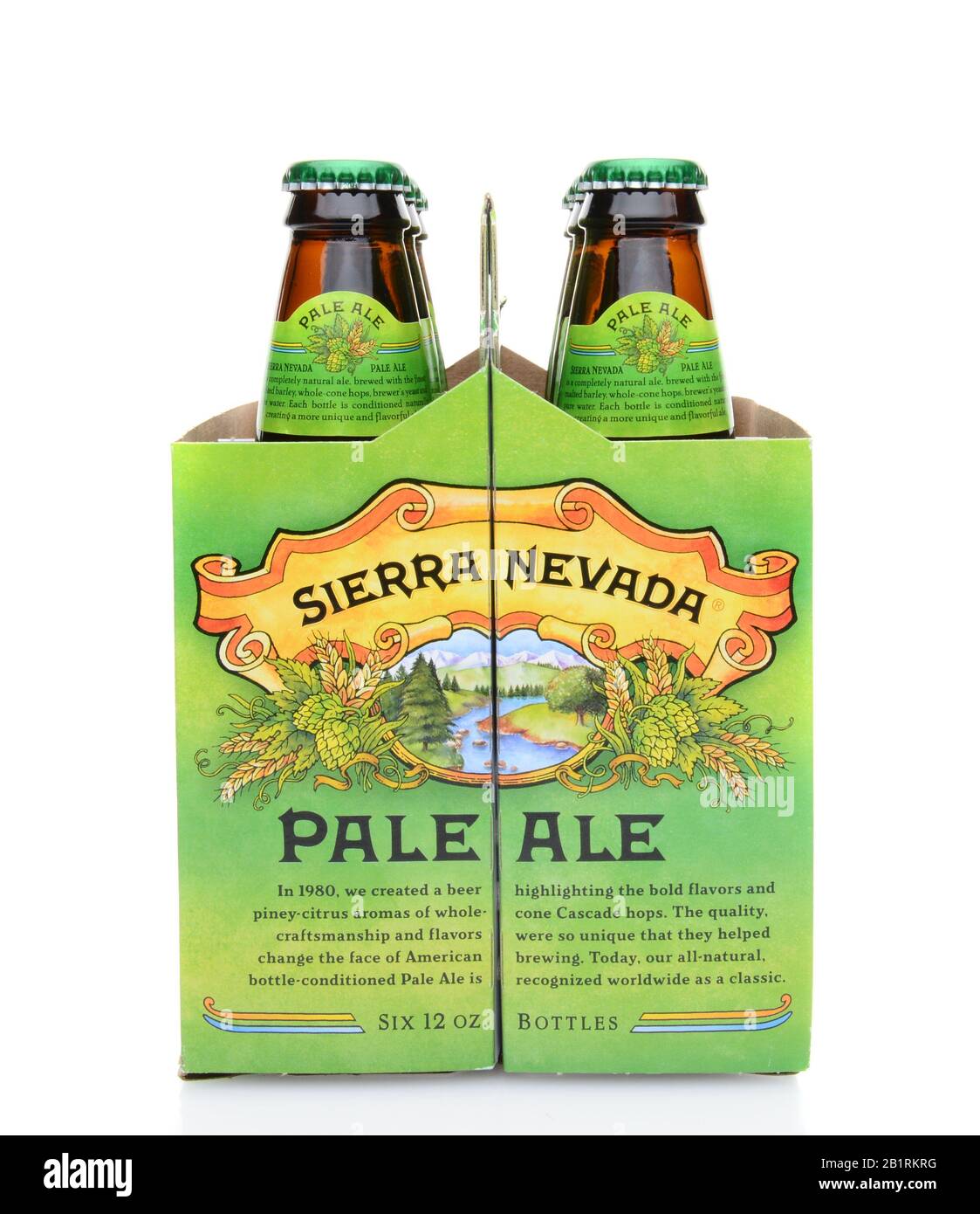 IRVINE, CA - MAY 25, 2014: An end view of a 6 pack of Sierra Nevada ...