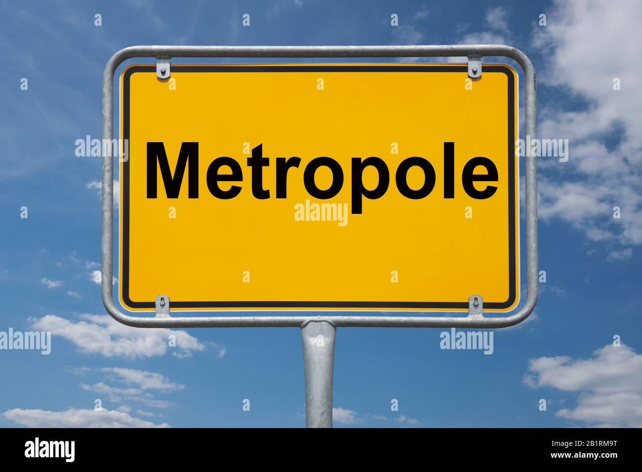 Inscription Metropole (metropolis) on a traffic sign, place-name sign ...