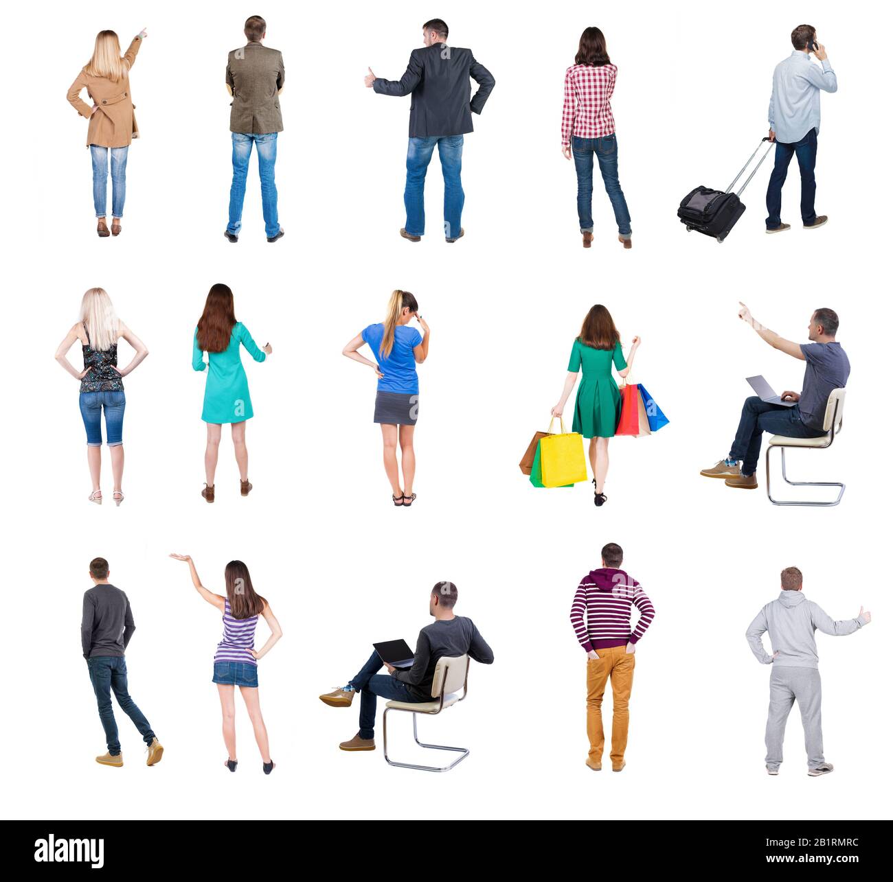 Collection Back view people. Rear view people set. backside view of ...