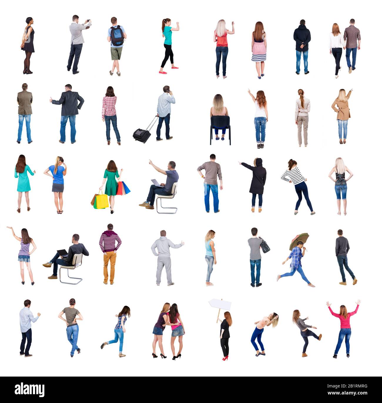 Collection Back view people. Rear view people set. backside view of ...