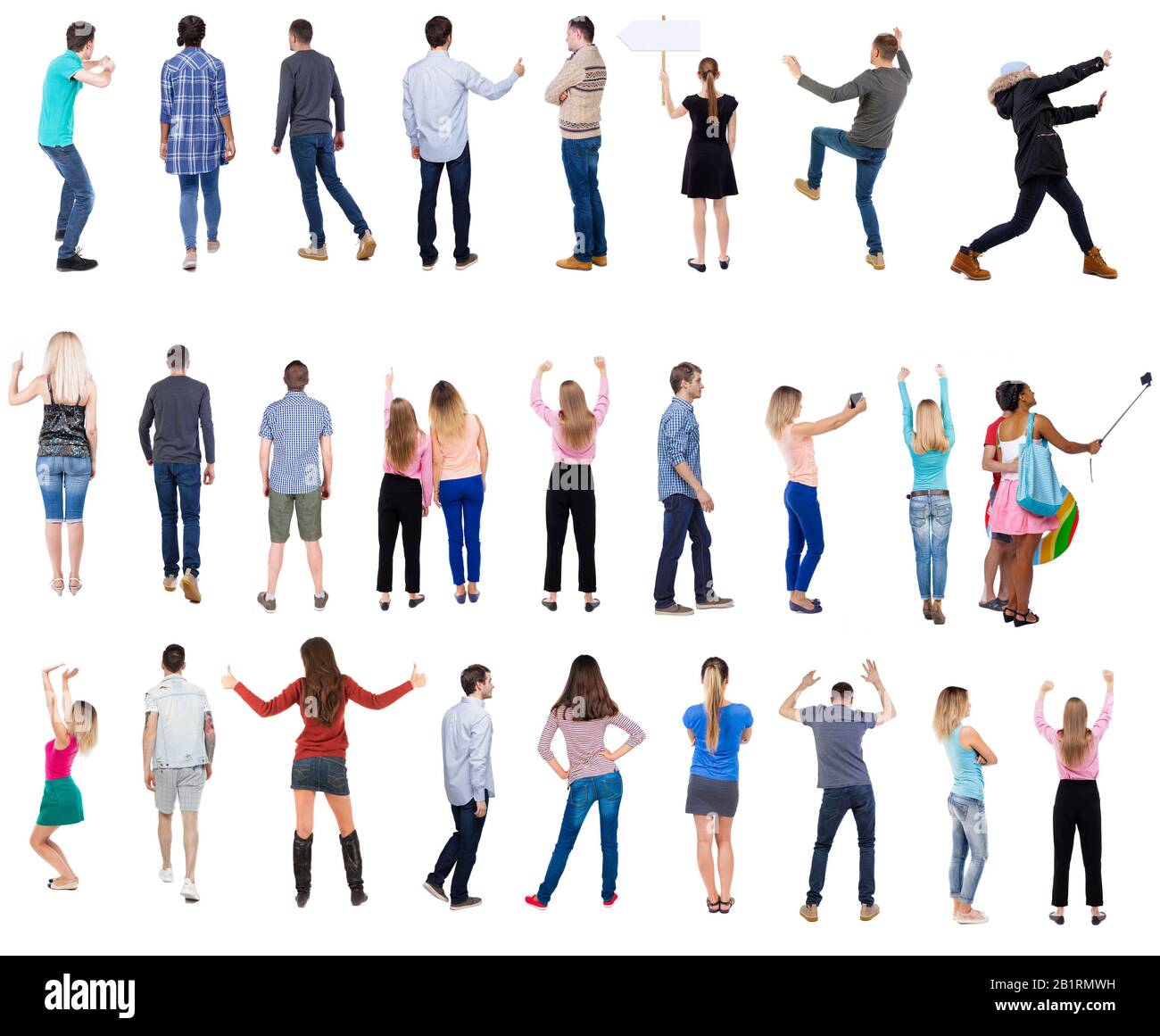 Collection Back view people. Rear view people set. backside view of ...