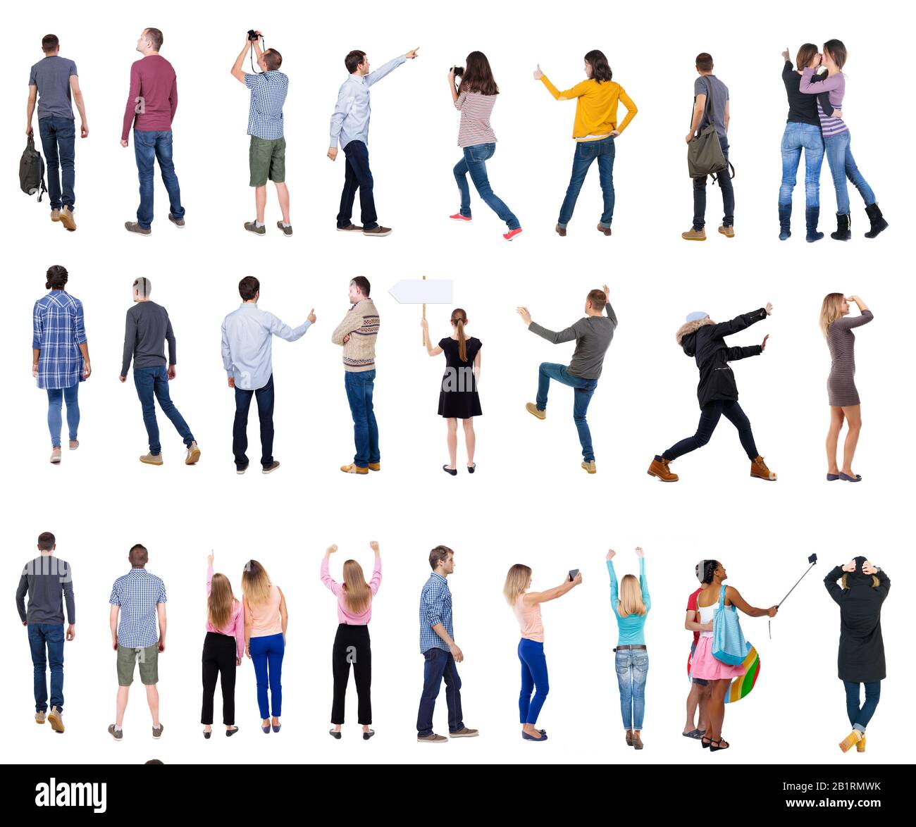 Collection Back view people. Rear view people set. backside view of ...