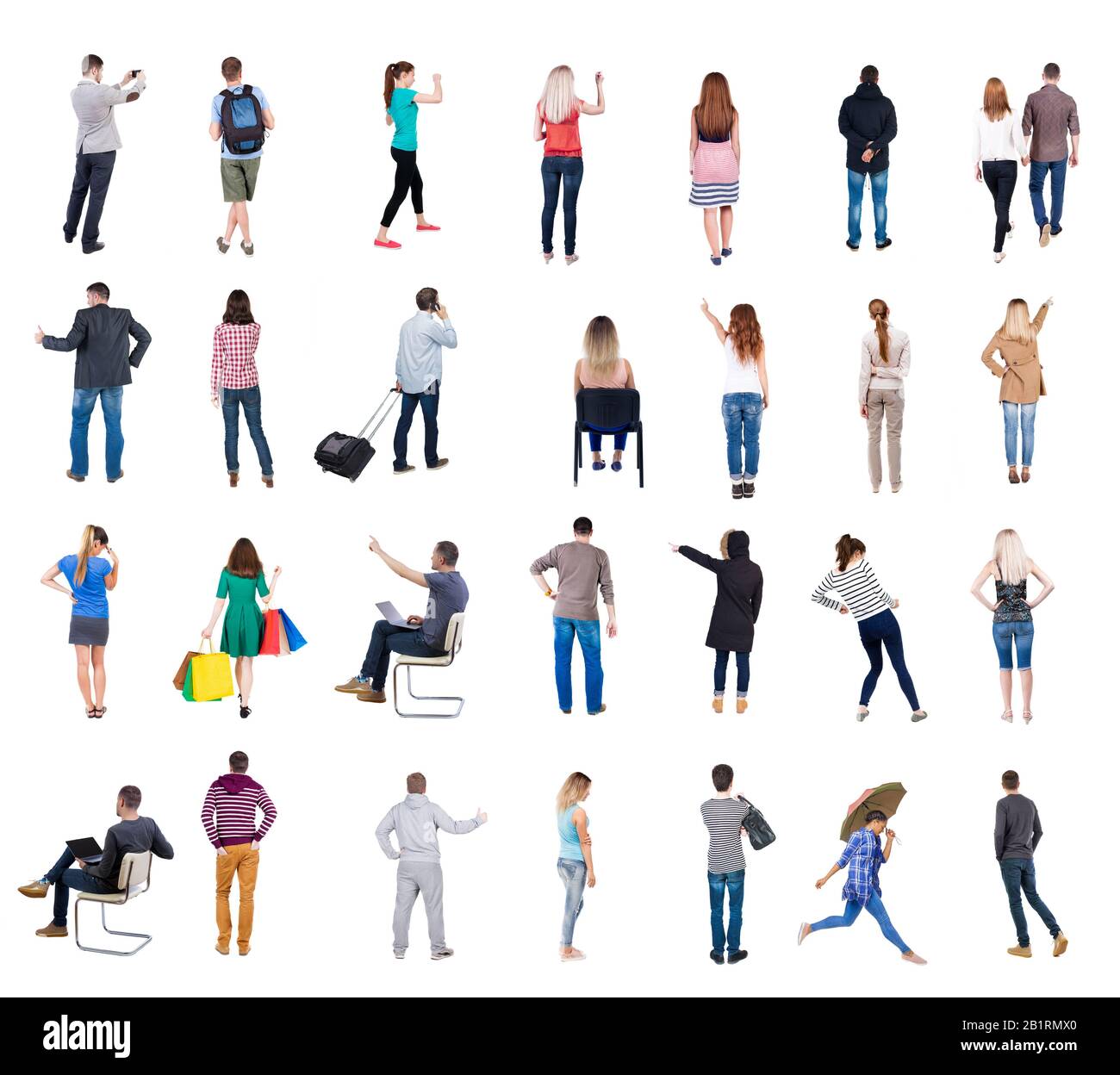 Collection Back view people. Rear view people set. backside view of ...