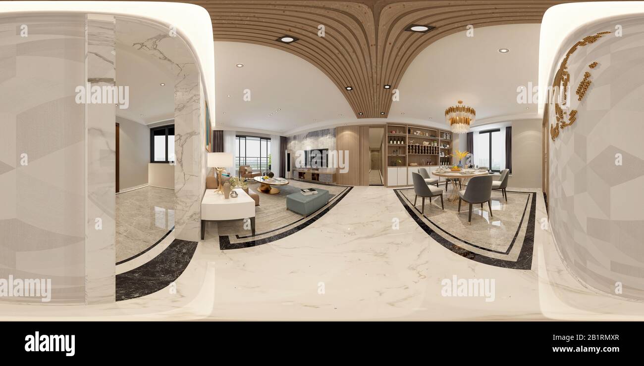 3d render of 360 degrees home interior Stock Photo - Alamy