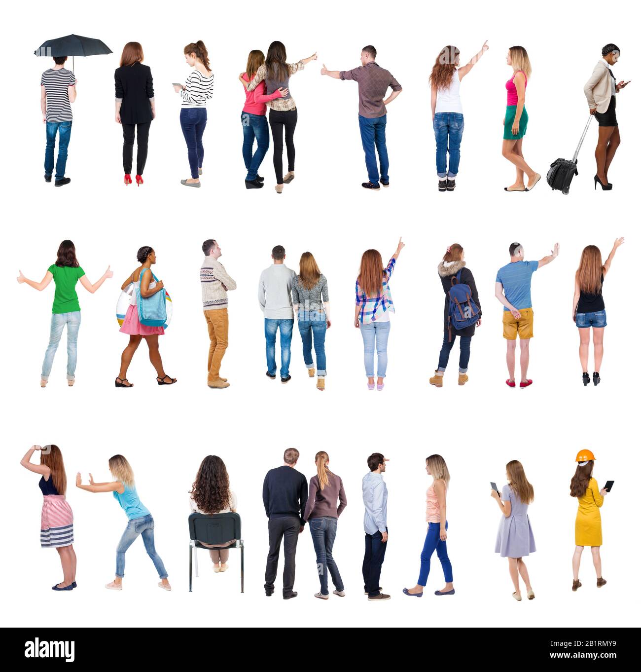 Collection Back view people. Rear view people set. backside view of ...