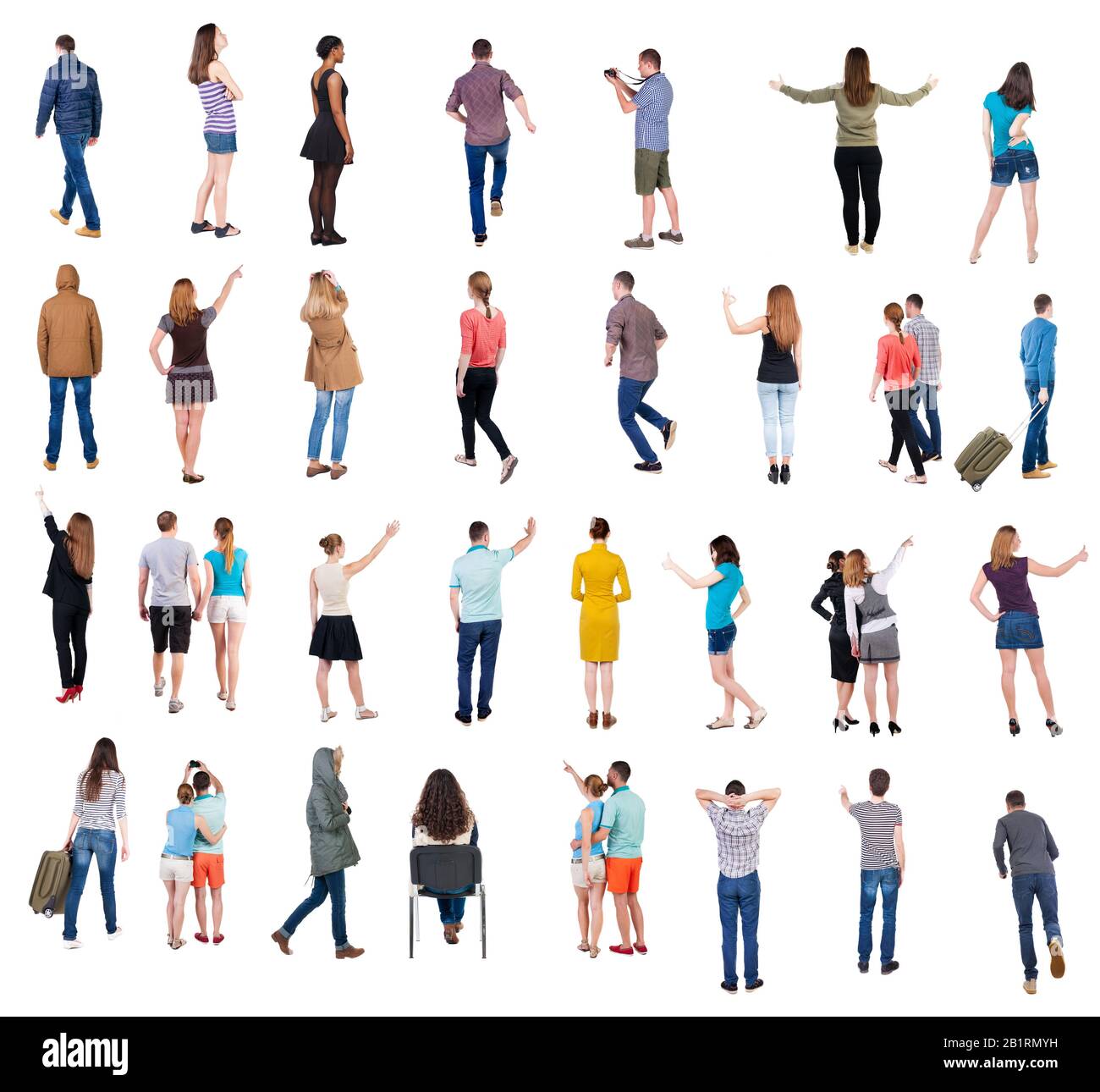 Collection Back view people. Rear view people set. backside view of ...