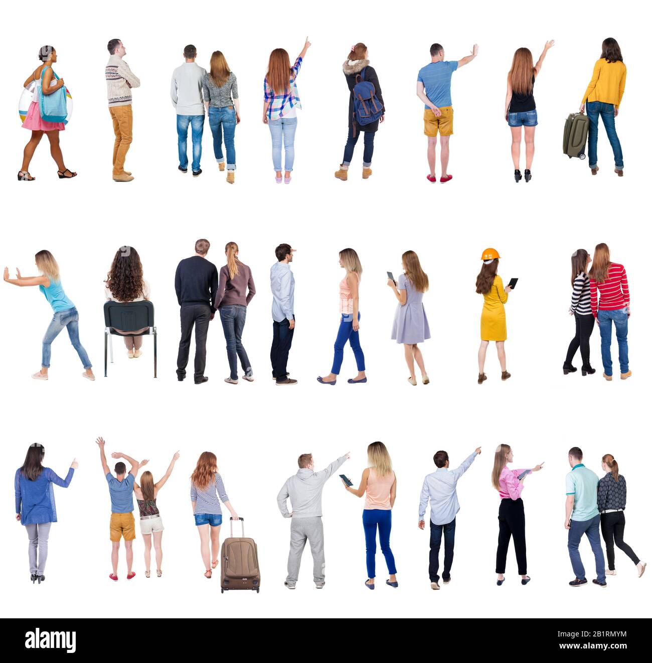 Collection Back view people. Rear view people set. backside view of ...