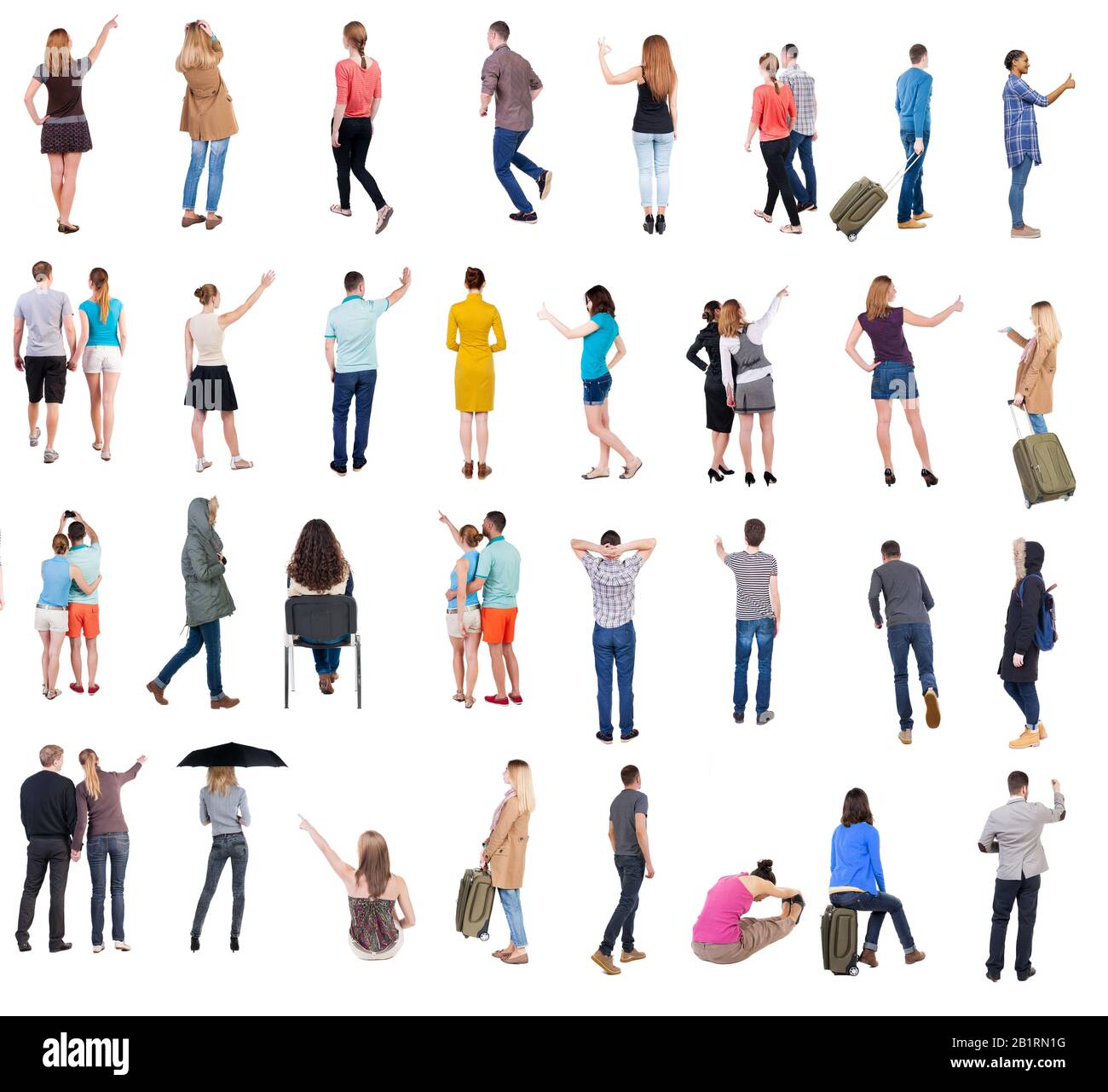Collection Back view people. Rear view people set. backside view of ...