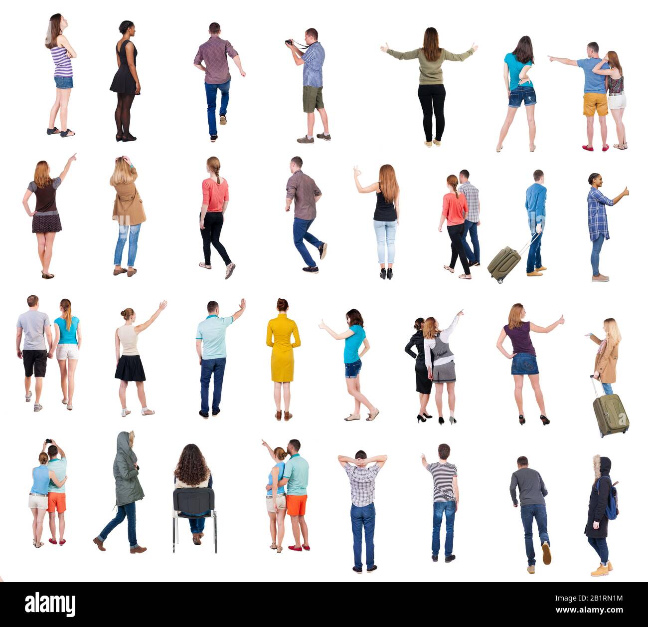 Collection Back view people. Rear view people set. backside view of ...