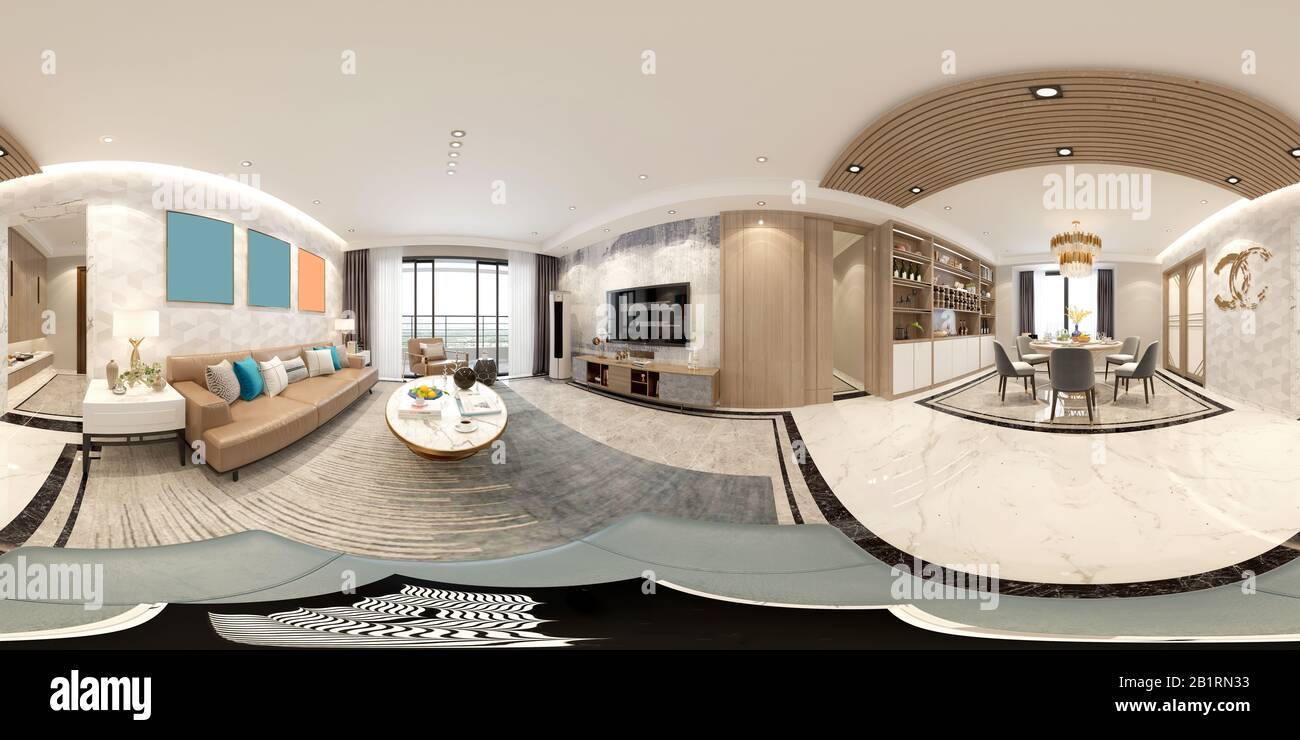 3d render of 360 degrees home interior Stock Photo - Alamy