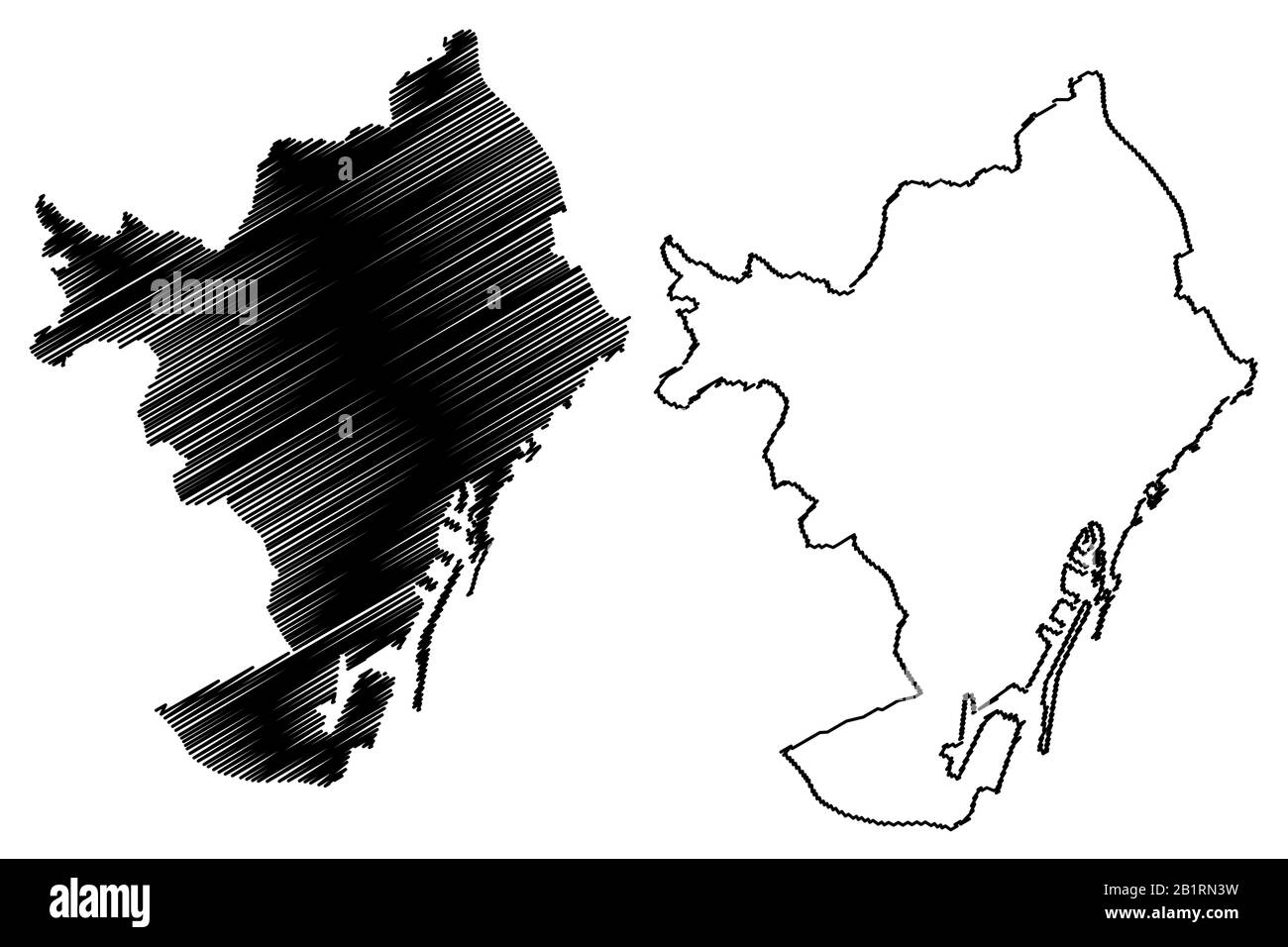 Barcelona City (Kingdom of Spain, Catalonia) map vector illustration, scribble sketch City of ...