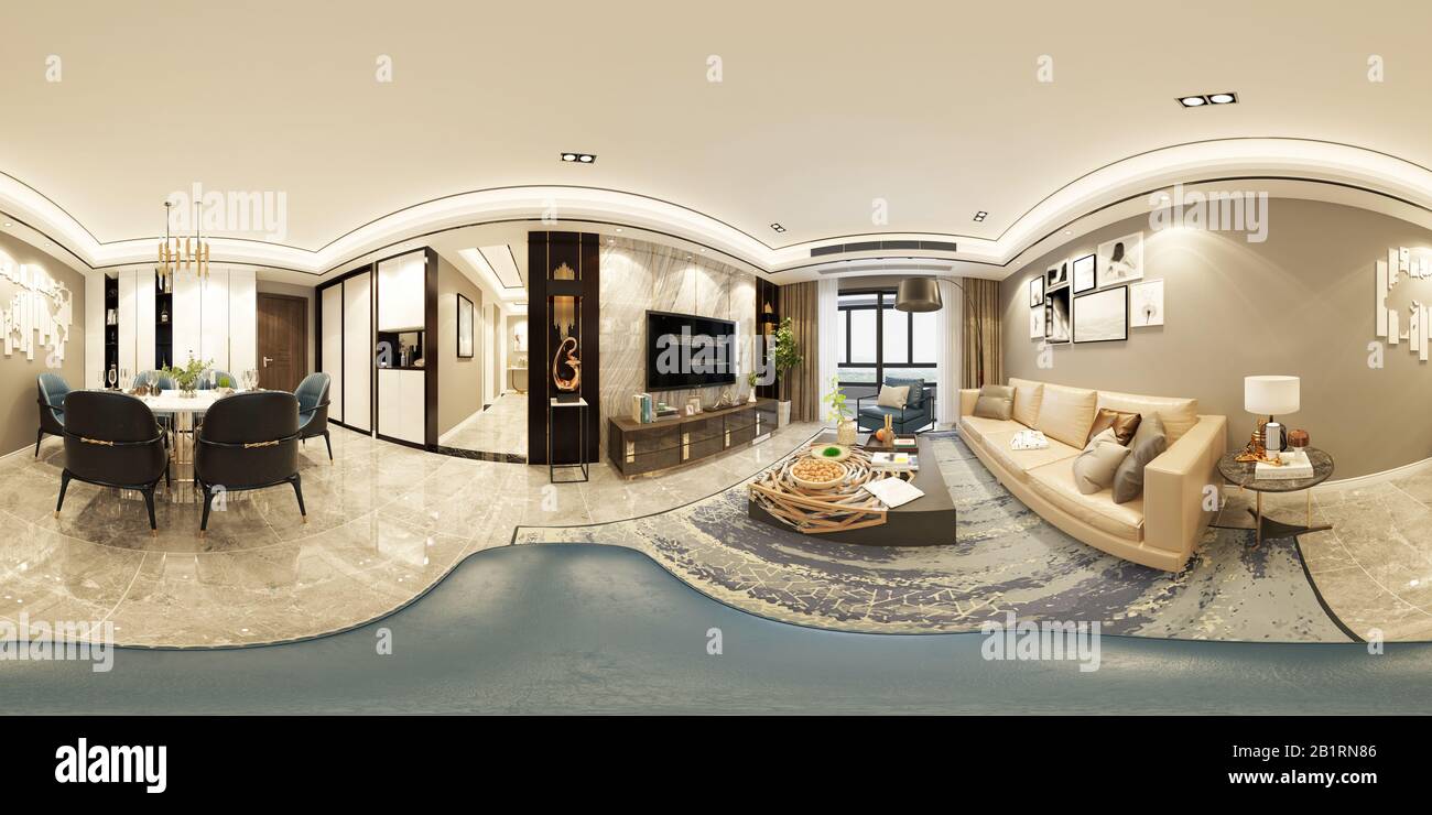 3d render of 360 degrees home interior Stock Photo - Alamy