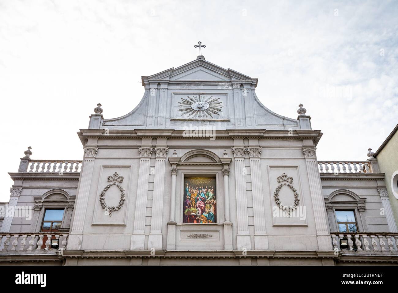 Exterior architectural detailed view of the Holy Spirit Cathedral, also ...