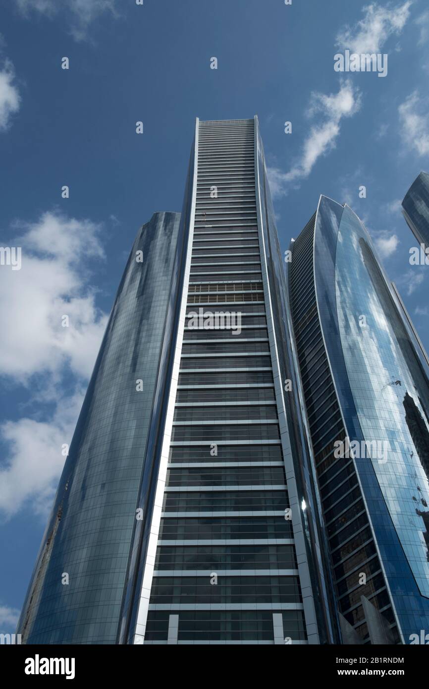 Facades of the Etihad Towers complex, Al Khubeira, Abu Dhabi, UAE Stock ...