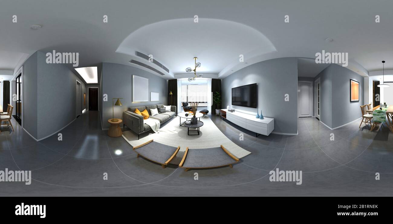 3d render of 360 degrees home interior Stock Photo - Alamy