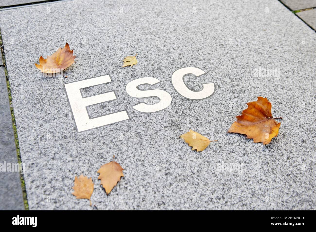 ESC sign on granite slab Stock Photo - Alamy
