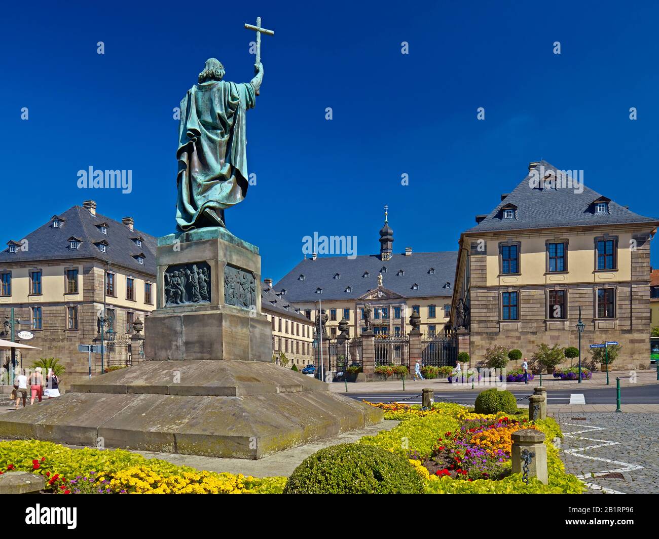 Statue of St. Boniface in front of the city palace in Fulda, Hesse ...