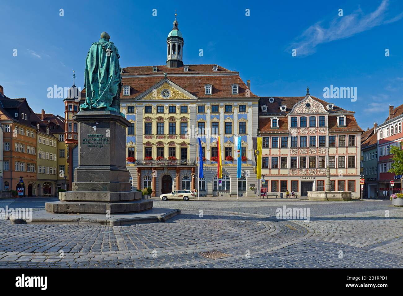 Market with town hall in Coburg, Upper Franconia, Bavaria, Germany ...