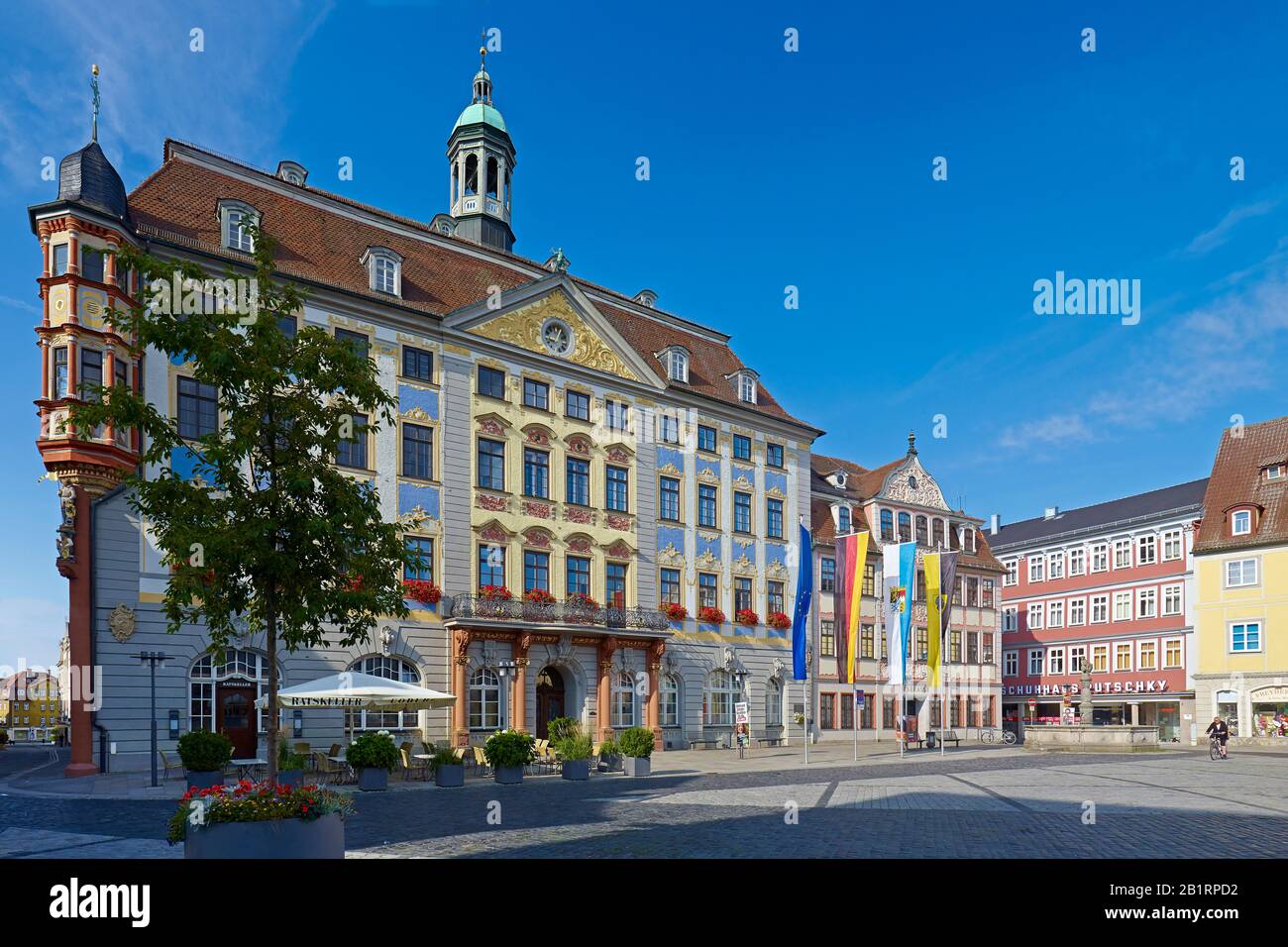 Market with town hall in Coburg, Upper Franconia, Bavaria, Germany ...