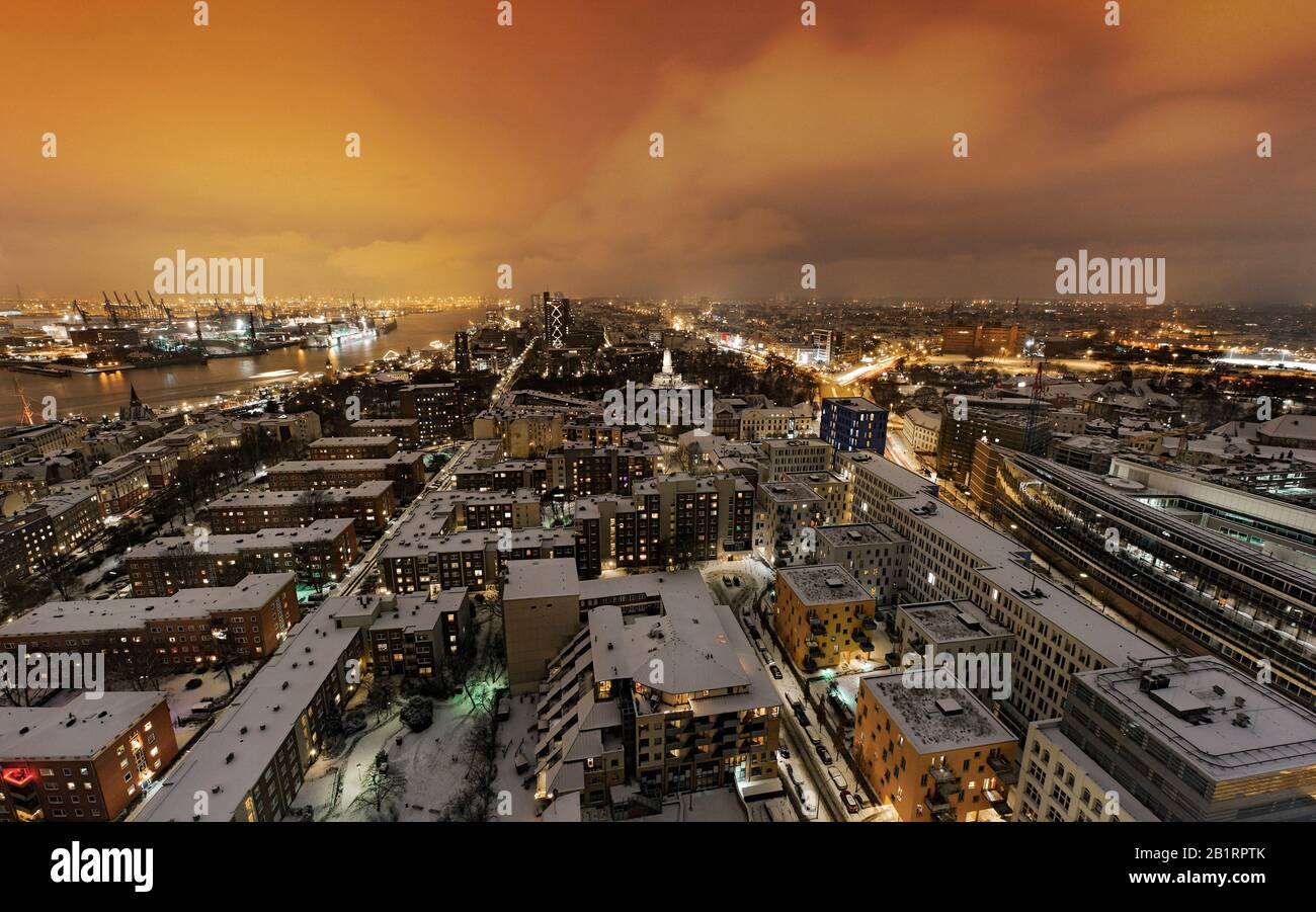 Hamburg city center, snow, harbor, Reeperbahn, panorama, Neustadt ...