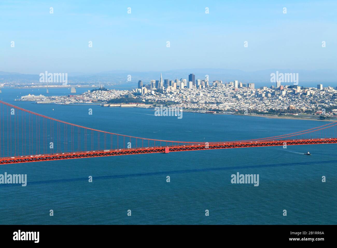 The city behind the red bridge in California Stock Photo - Alamy