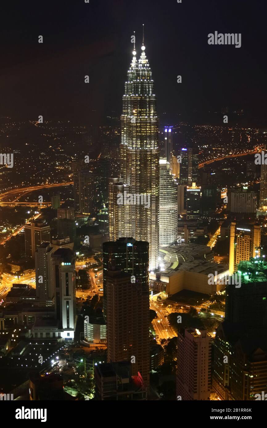 Petronas Twin Towers, view from the Menara TV Tower, Kuala Lumpur ...