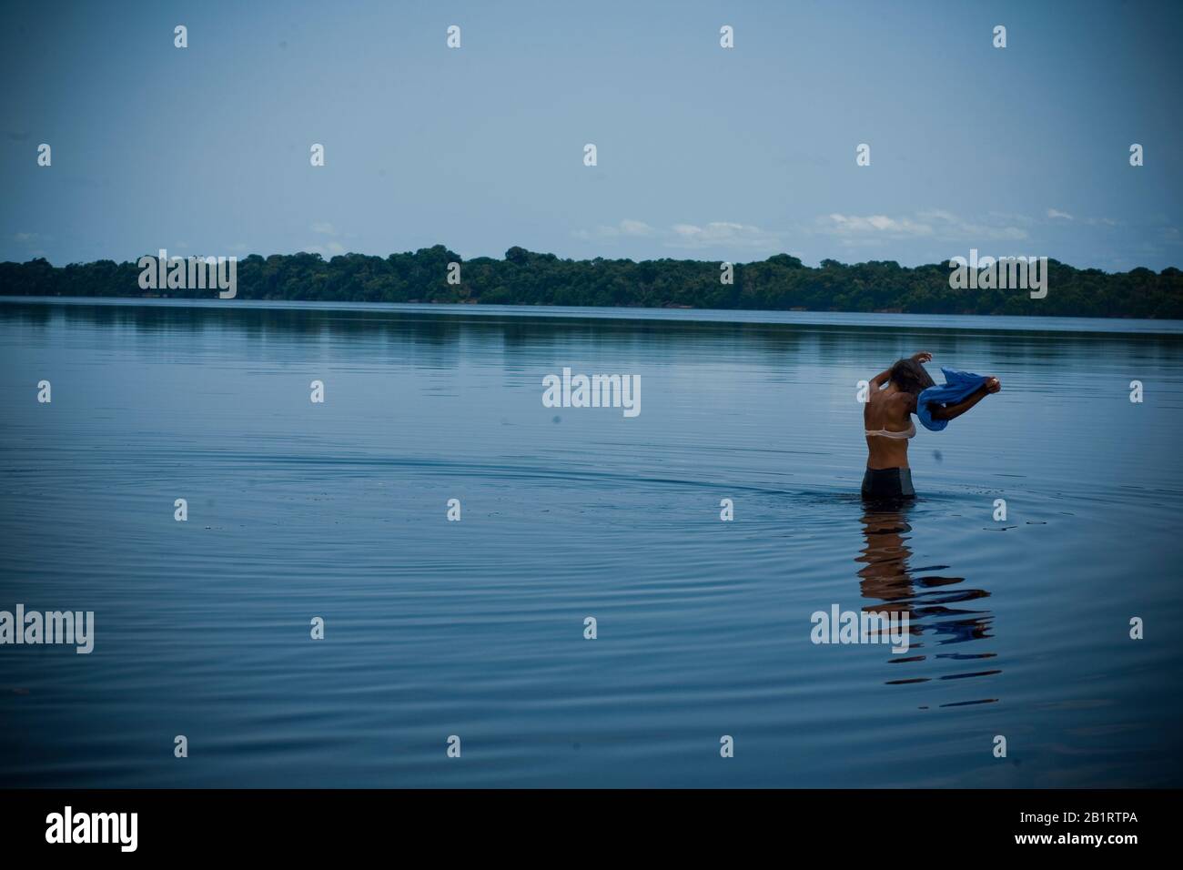 Woman Taking A shower in River, Negro River, Terra Preta Community ...