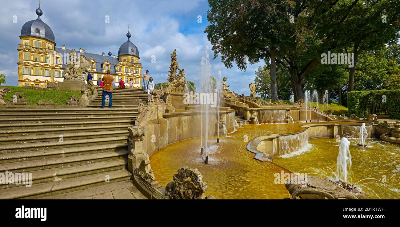 Cascade in the park of the Schloss Seehof in Memmelsdorf, Upper ...