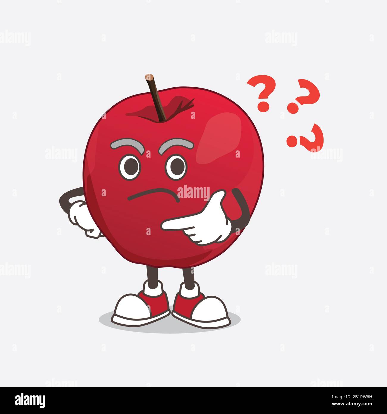 Apple cartoon mascot character in a confused gesture Stock Photo - Alamy