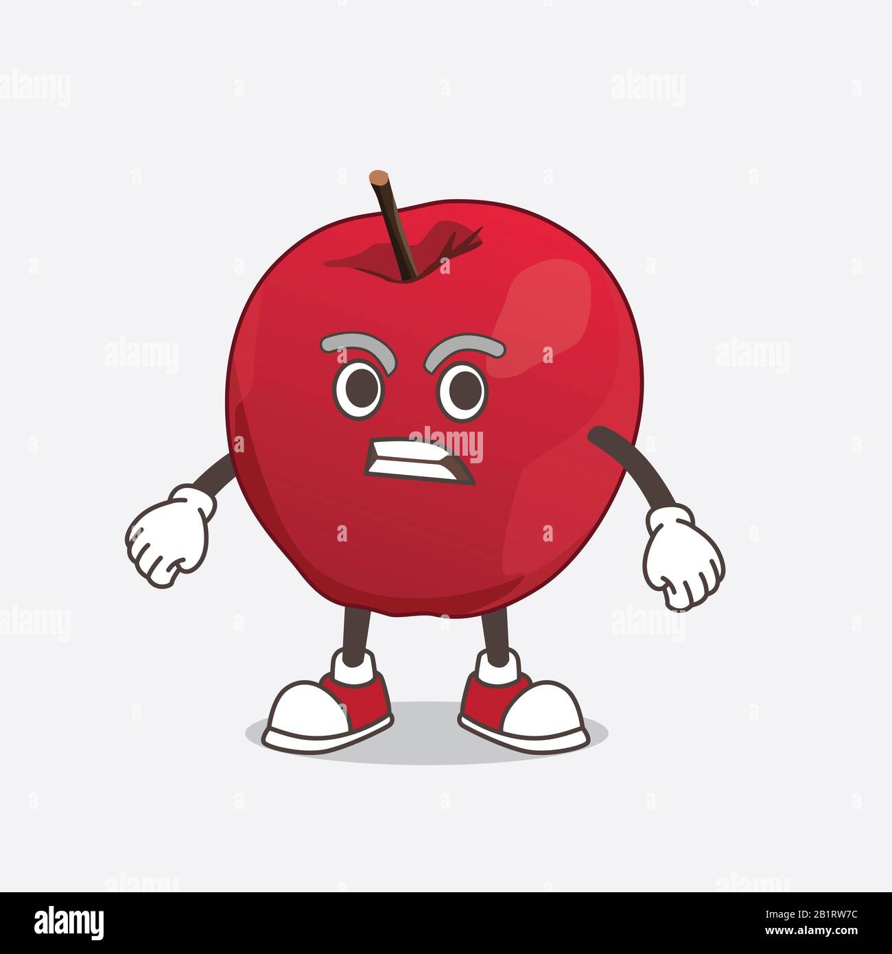 Apple cartoon mascot character with angry face Stock Photo - Alamy