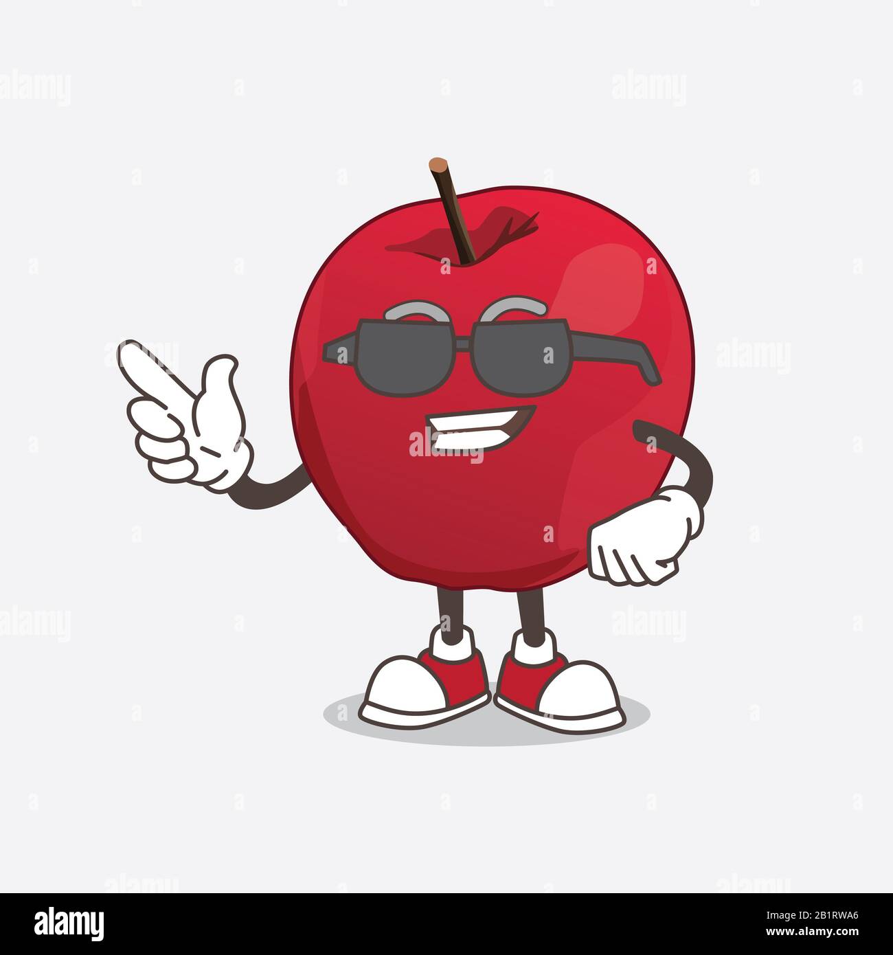 Apple cartoon mascot character wearing black glasses Stock Photo - Alamy