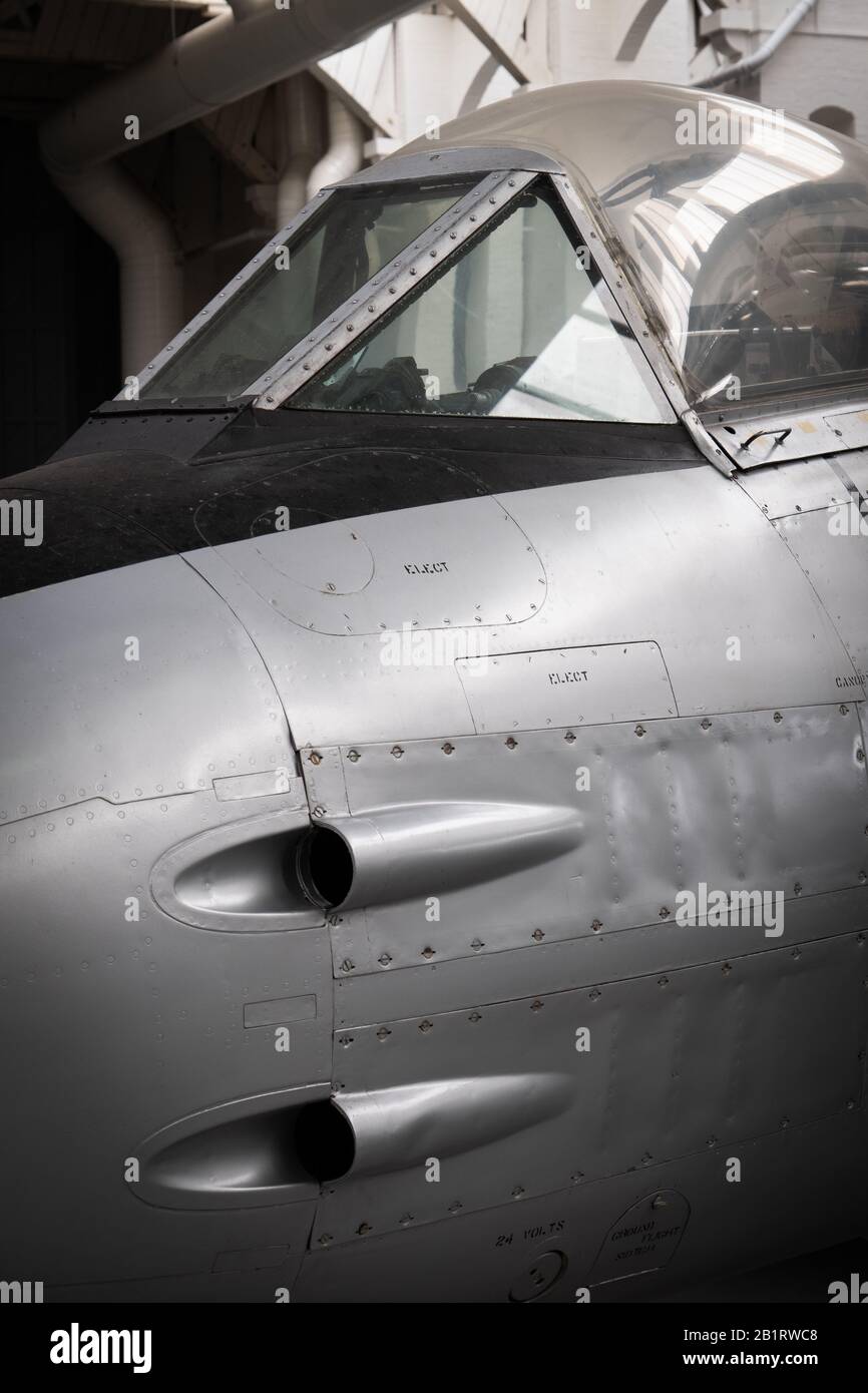 Cockpit and gun ports of a Gloster Meteor jet aircraft at the Imperial ...
