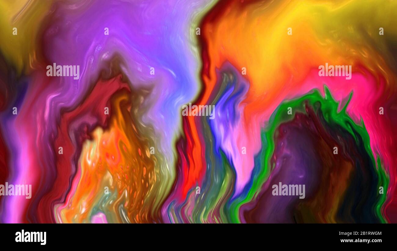 Fantastic structure of colorful liquid paint diffusion. Fluorescent ...