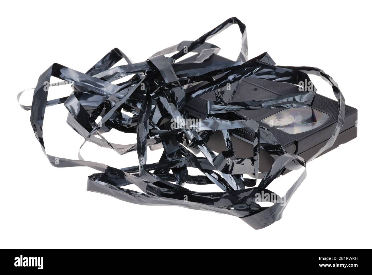 Destroyed VHS video tape, isolated on white Stock Photo - Alamy