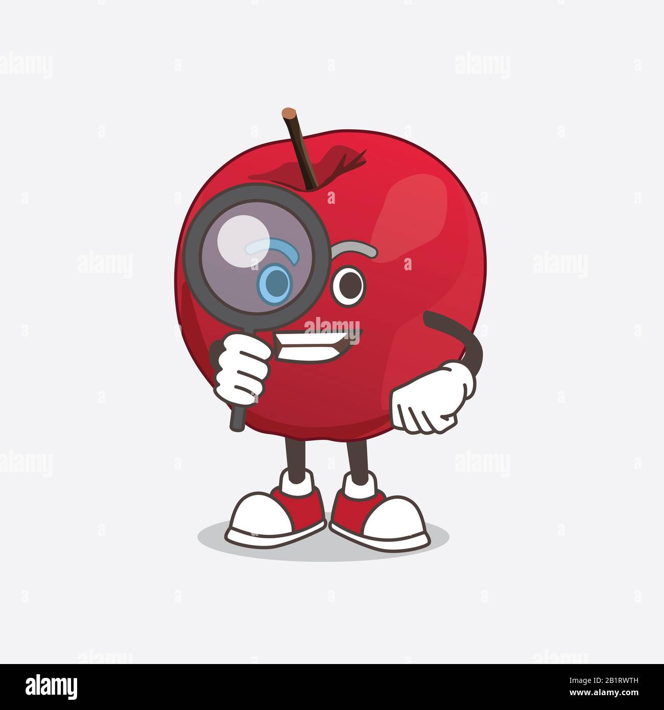 Apple cartoon mascot character as Detective design Stock Photo - Alamy