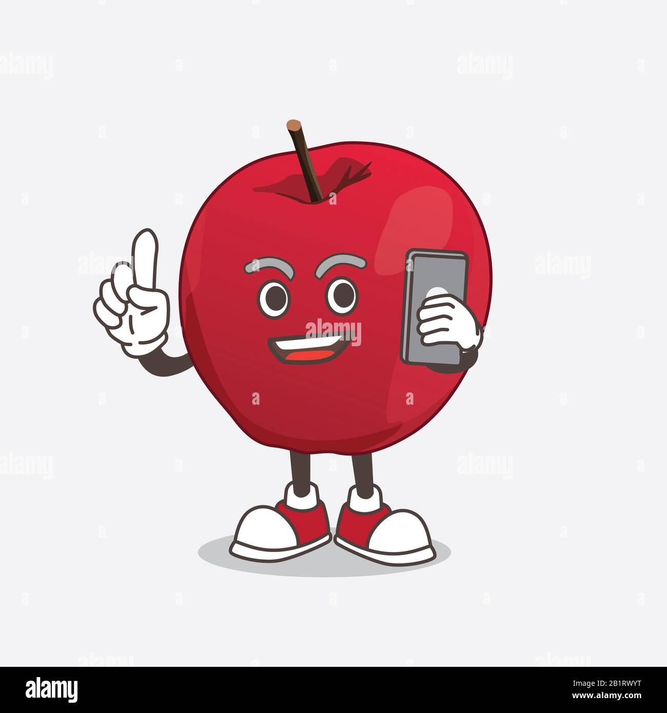 Apple cartoon mascot character speaking on the phone Stock Photo - Alamy