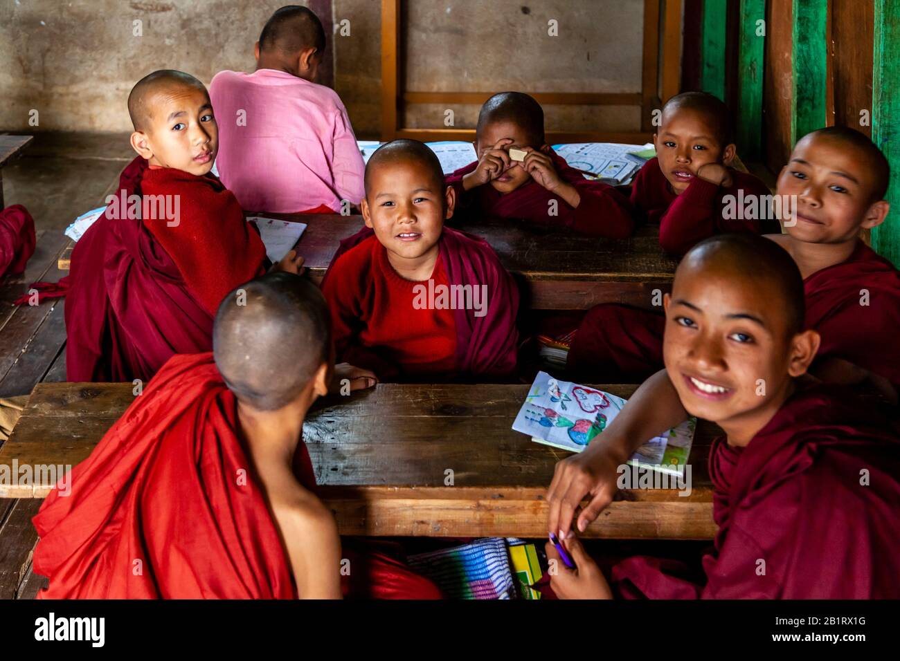 Novice Monks At A Monastic Religious School, Loikaw, Kayah State ...