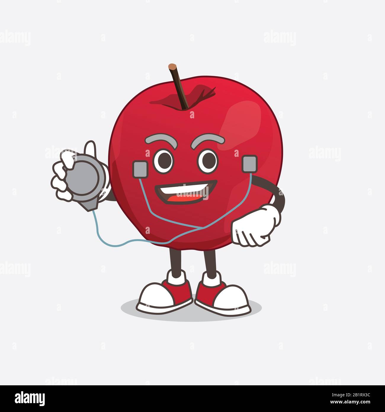 Apple cartoon mascot character as a Doctor working with stethoscope ...