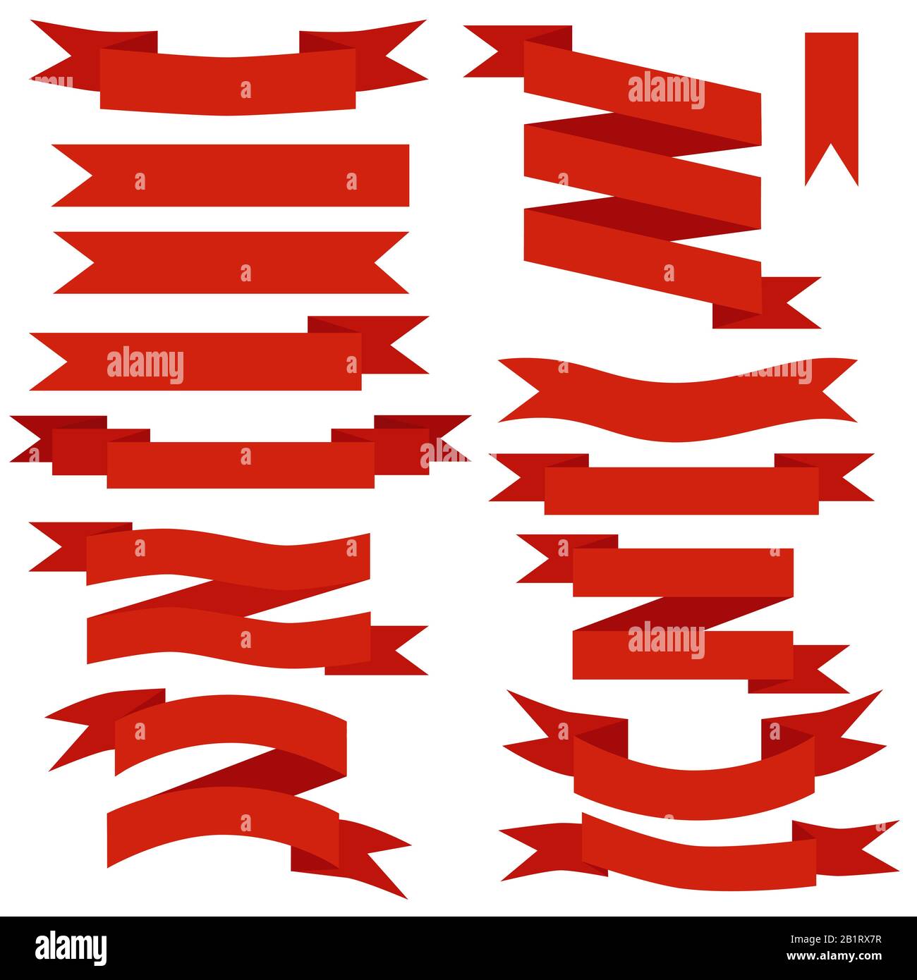 Red Ribbons Set, Vector Illustration. Collection of banners Stock ...