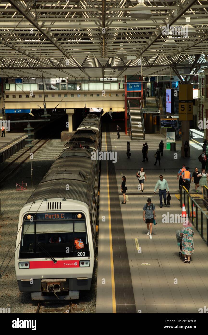 Transperth railway station seen in Perth, Western Australia Stock Photo ...