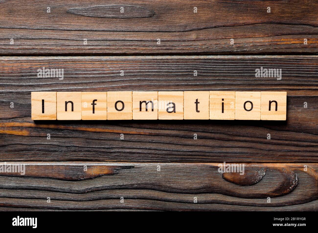 Information word written on wood block. Information text on wooden ...