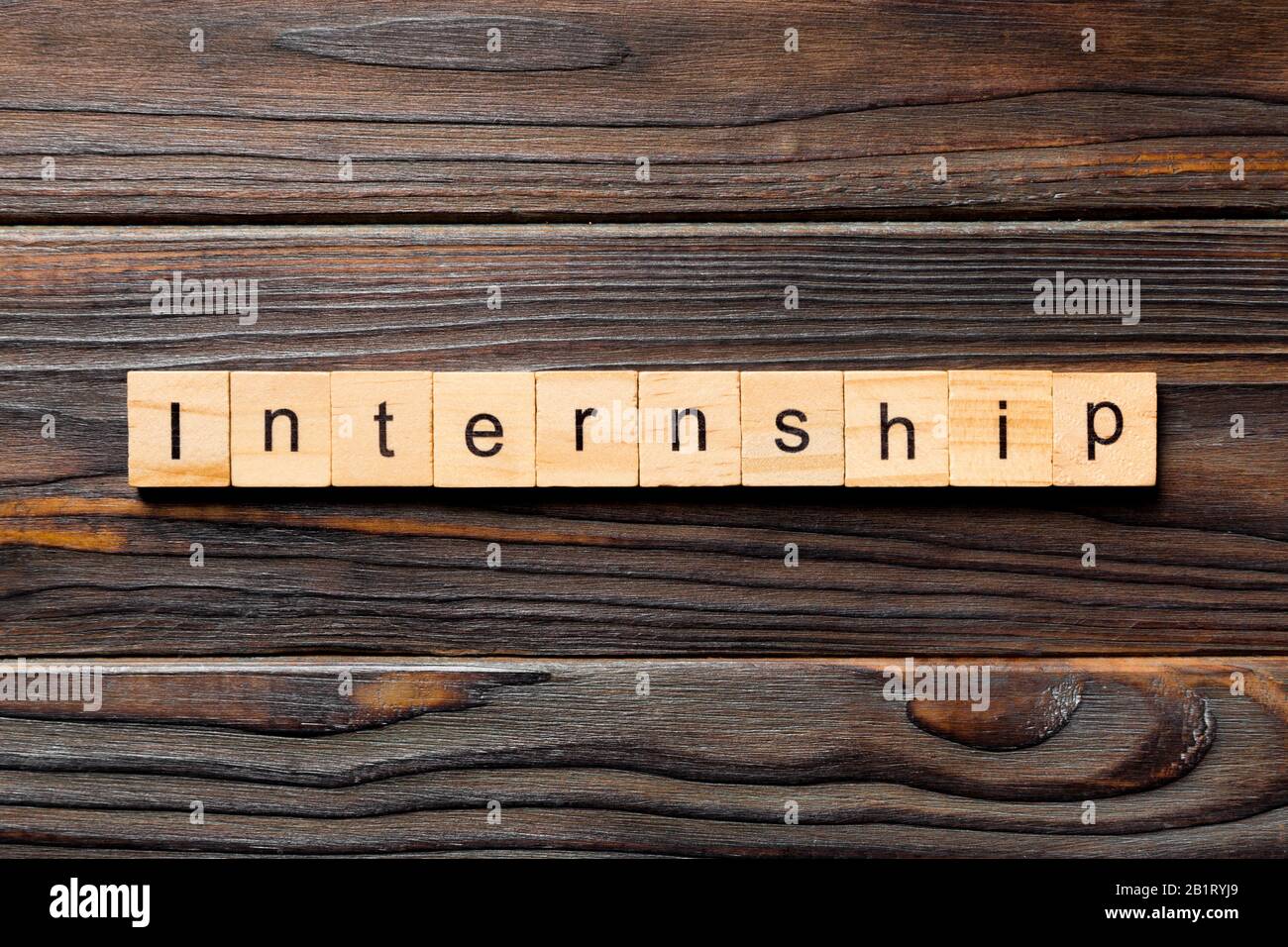 internship word written on wood block. internship text on table ...