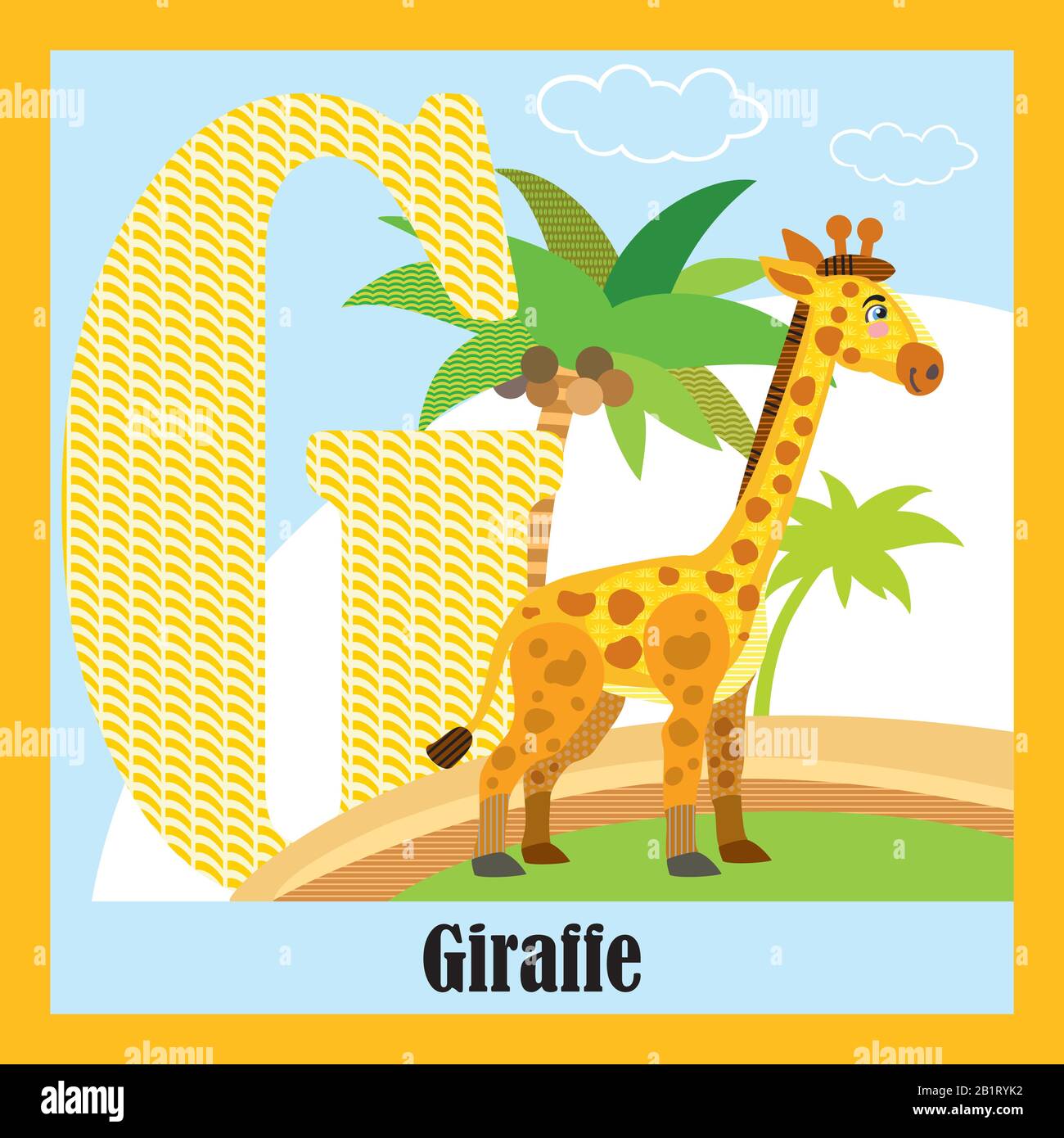 Vector cartoon flashcards of animal alphabet, letter G. Colorful ...