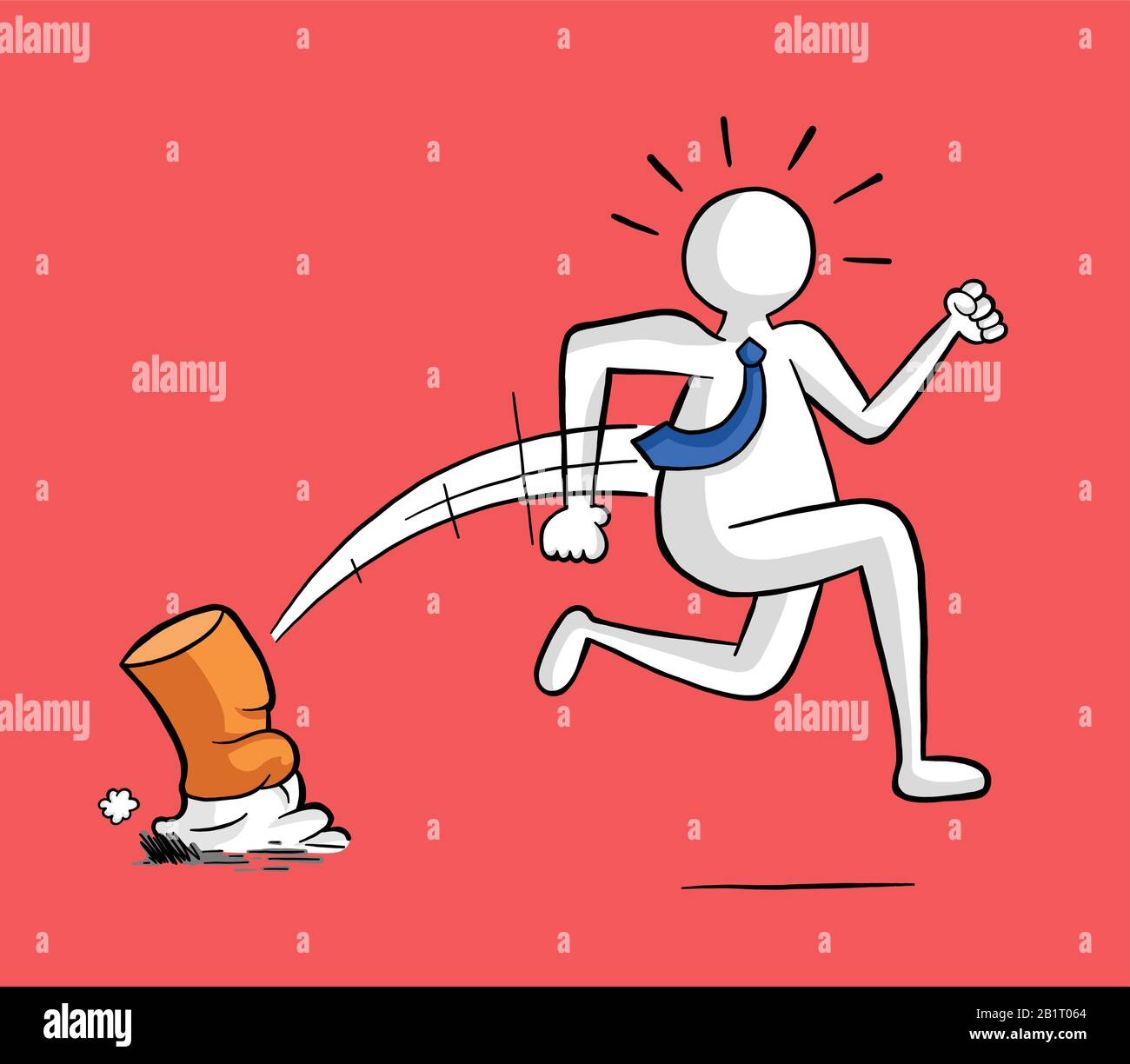 Businessman extinguishes smoking and running away vector illustration ...