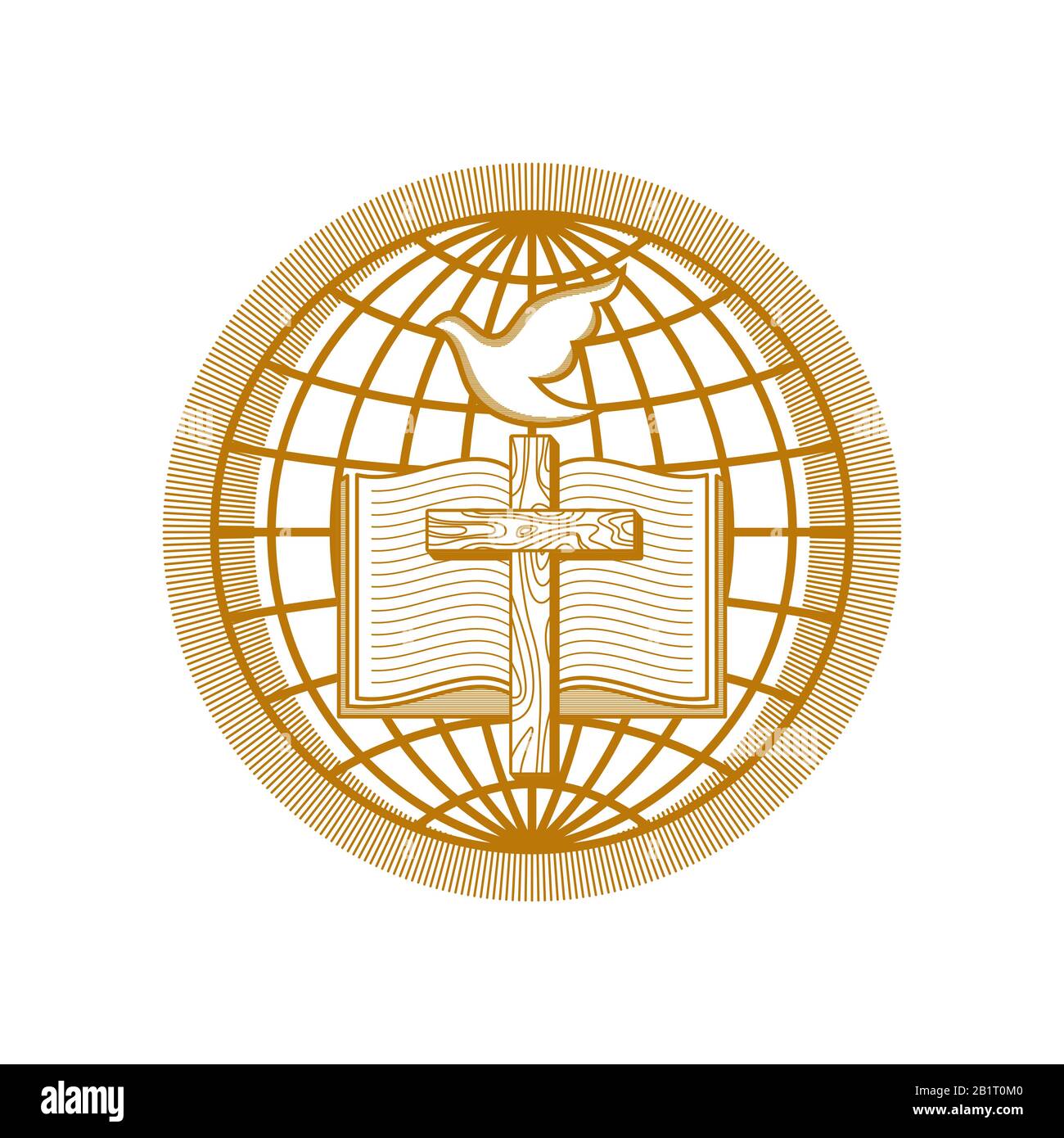 Church logo. Christian symbols. The cross of Jesus Christ, the Bible, a ...