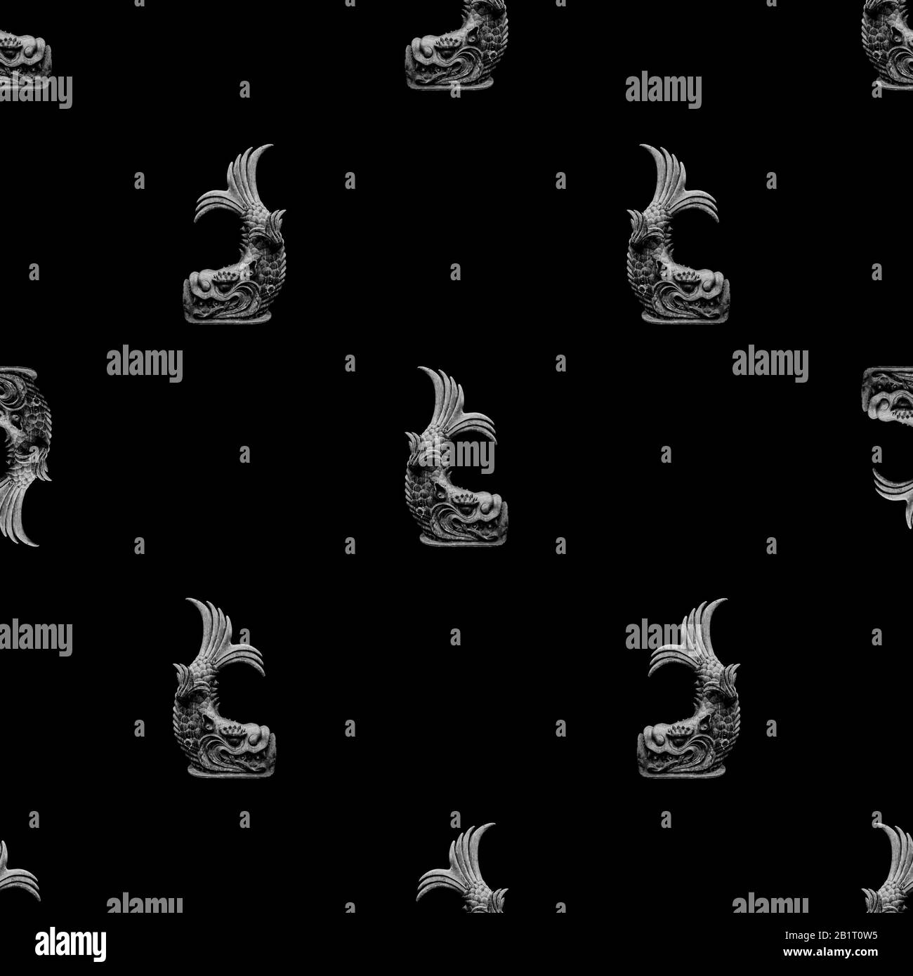 Conversational seamless pattern design mythological fish stone ...