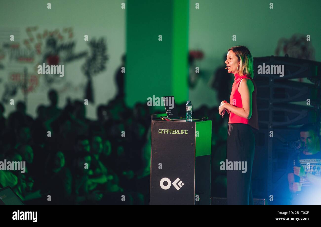 Alex Daly speaking at OFFF Festival 2019 on the Roots stage. Barcelona ...