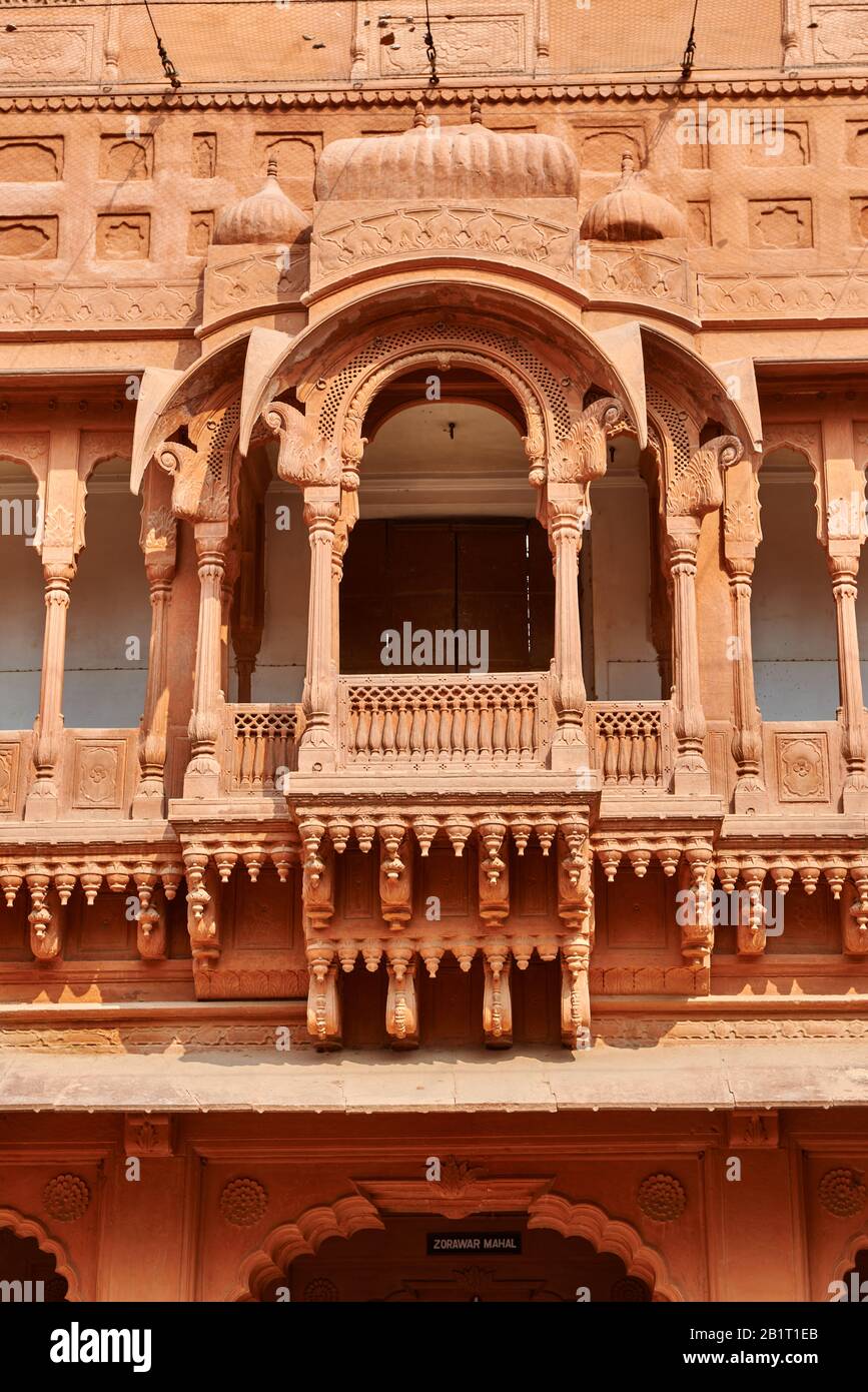 inner courtyard inside Junagarh Fort, Bikaner, Rajasthan, India Stock ...