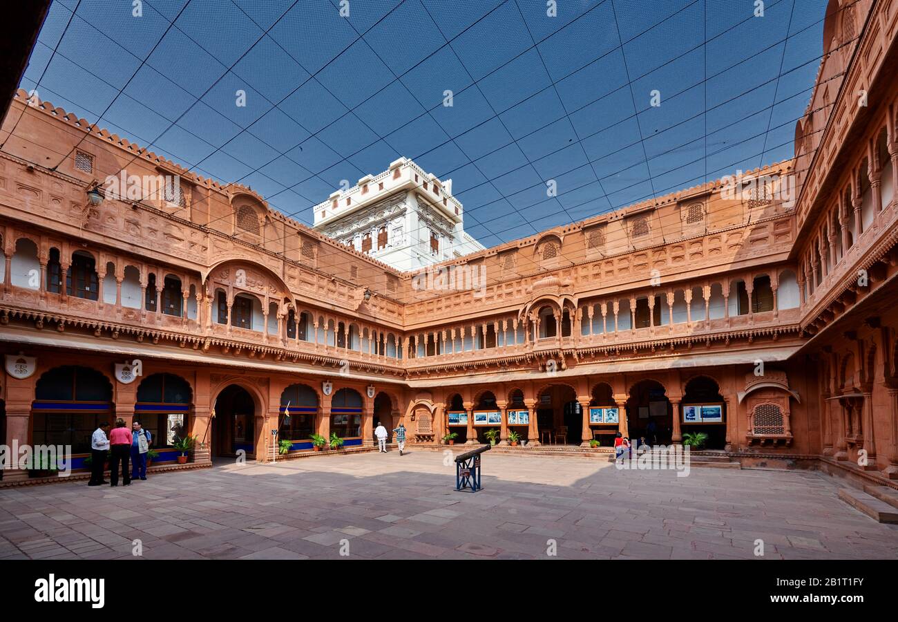 inner courtyard inside Junagarh Fort, Bikaner, Rajasthan, India Stock ...